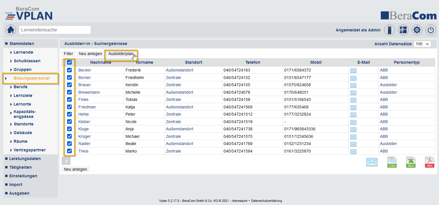VPLAN – Ausbilderplan - BeraCom